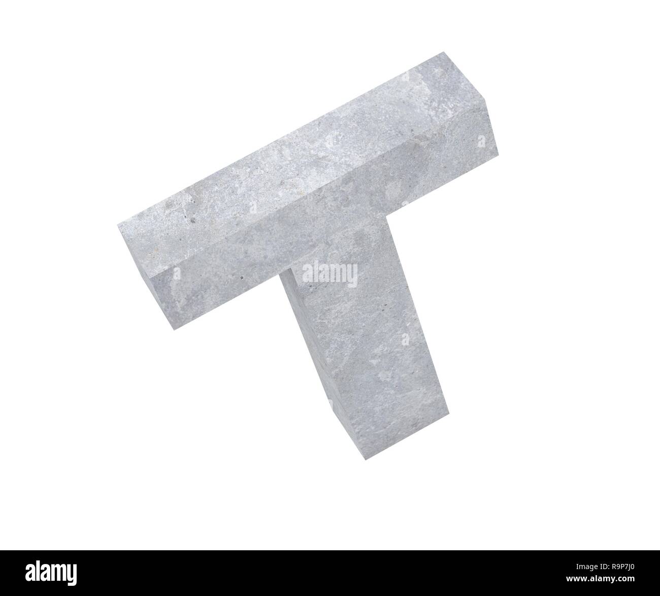 Concrete Capital Letter - T isolated on white background. 3D render ...
