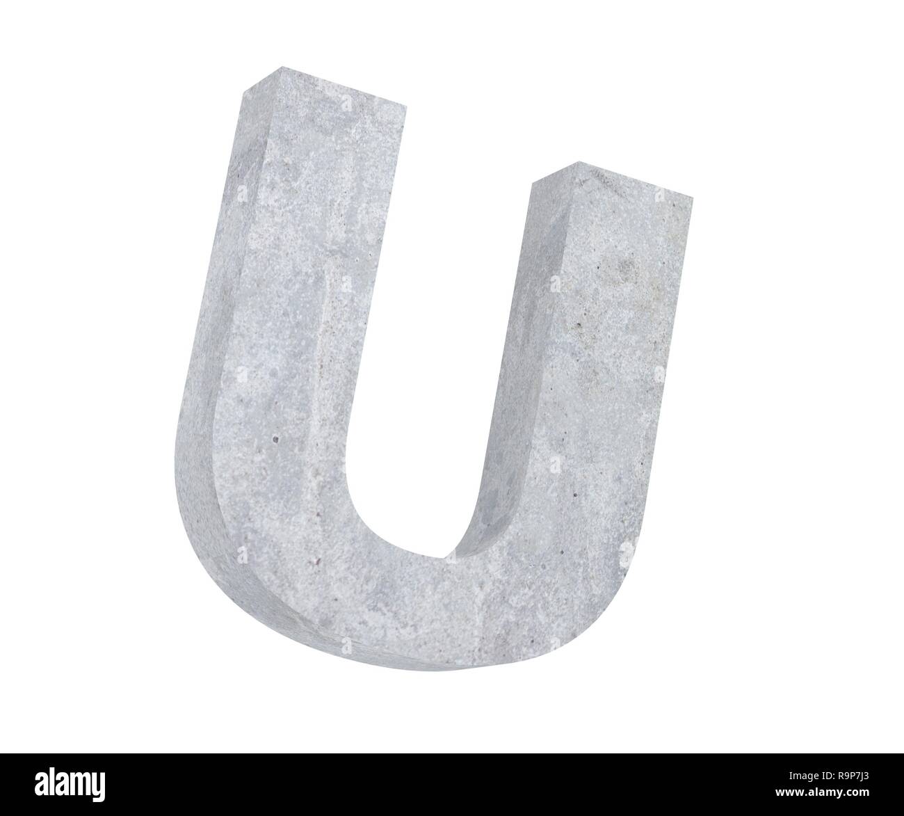 Concrete Capital Letter - U isolated on white background. 3D render ...