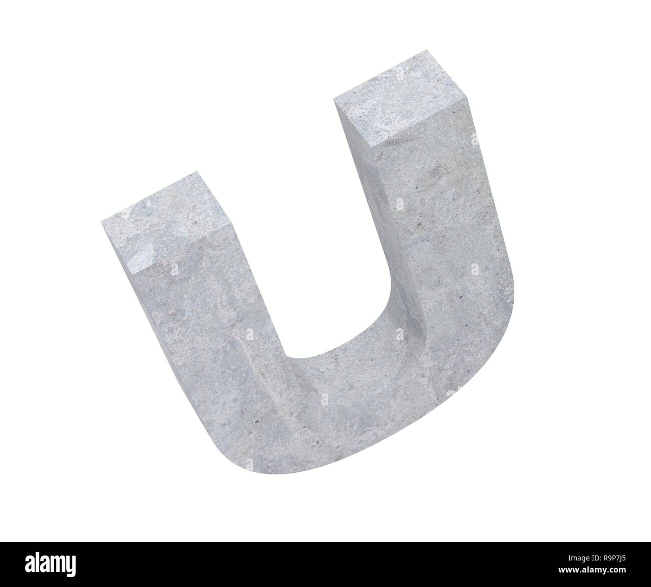 Concrete Capital Letter - U isolated on white background. 3D render ...