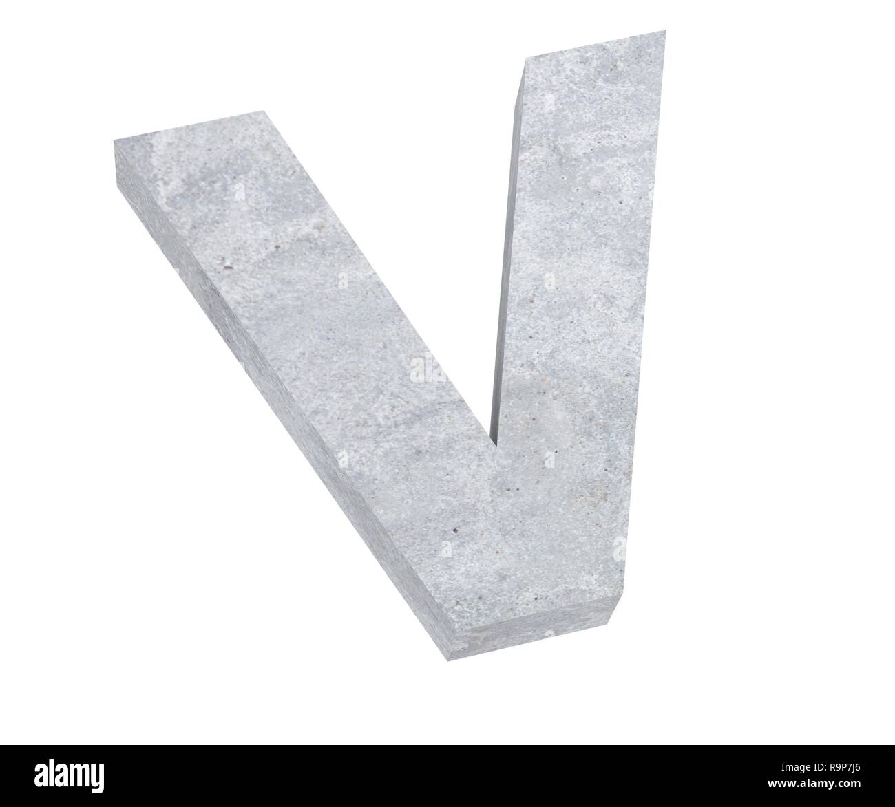 Concrete Capital Letter - V isolated on white background. 3D render ...