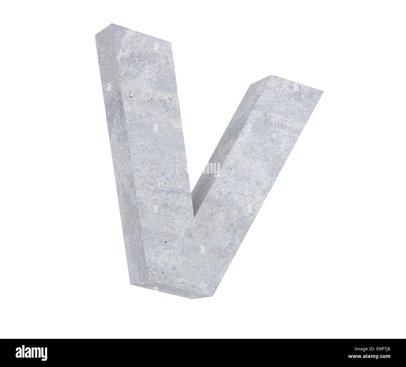 Concrete Capital Letter - V isolated on white background. 3D render ...