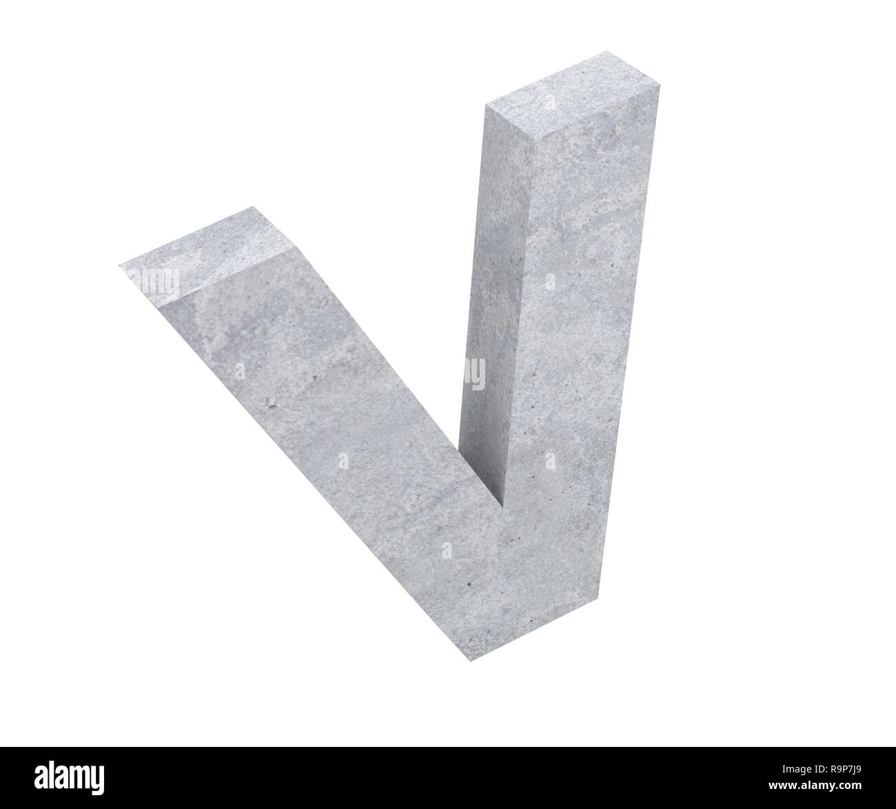 Concrete Capital Letter - V isolated on white background. 3D render ...