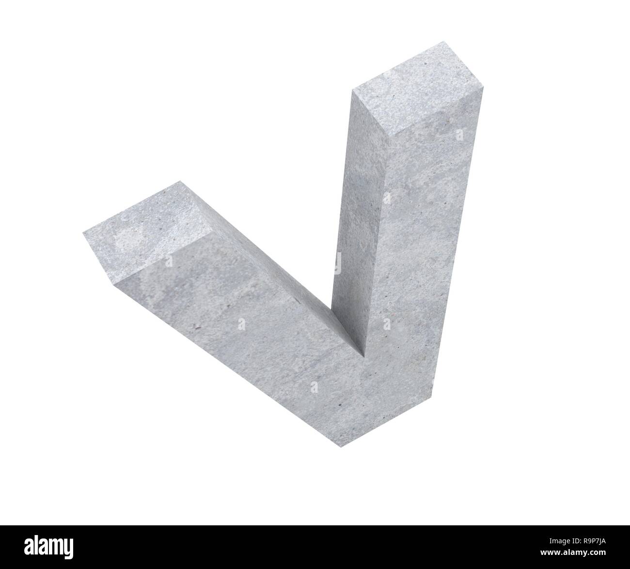Concrete Capital Letter - V isolated on white background. 3D render ...