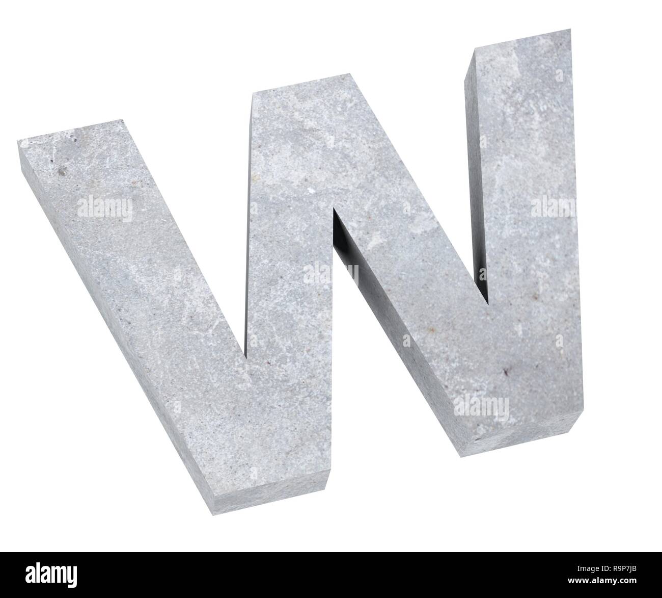 Concrete Capital Letter - W isolated on white background. 3D render ...