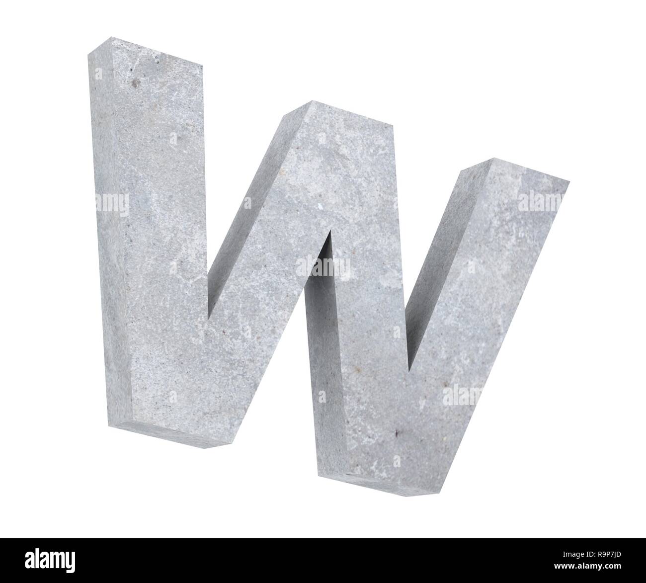 Concrete Capital Letter - W isolated on white background. 3D render ...