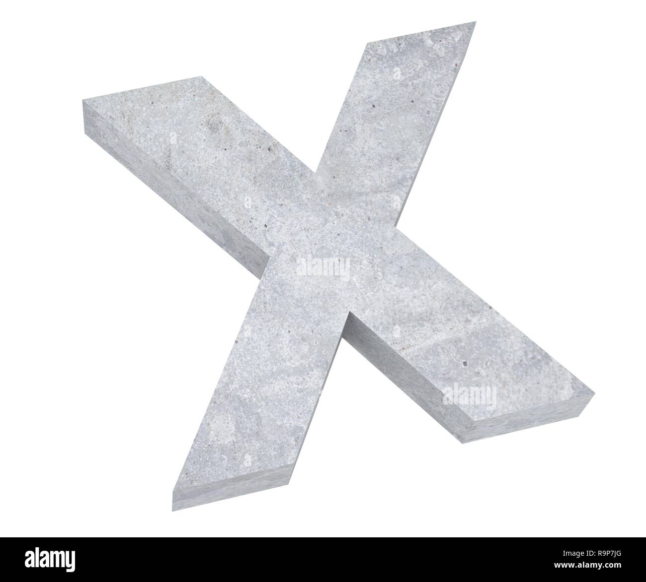Concrete Capital Letter - X isolated on white background. 3D render ...