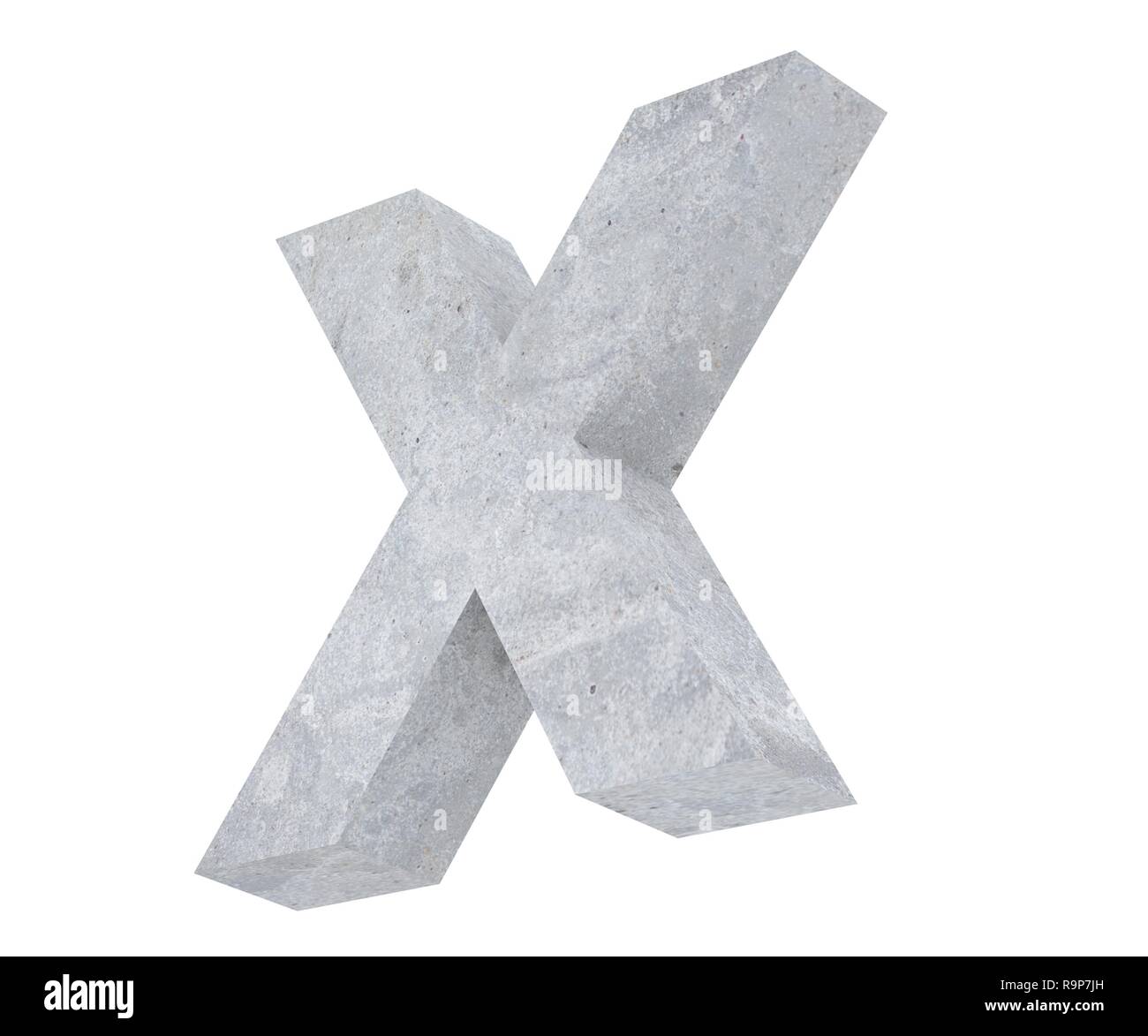 Concrete Capital Letter - X isolated on white background. 3D render ...