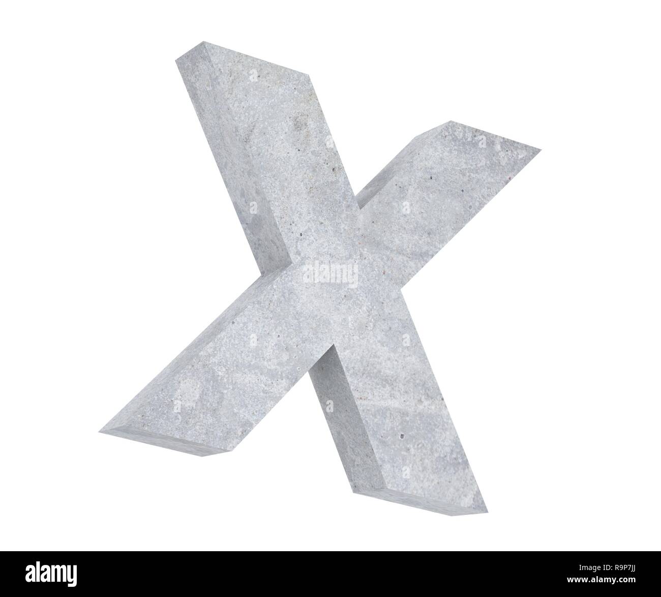 Concrete Capital Letter - X isolated on white background. 3D render ...