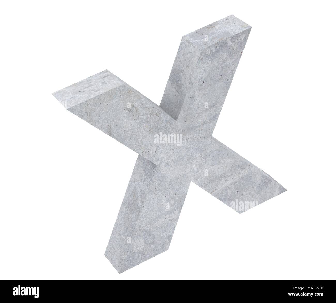 Concrete Capital Letter - X isolated on white background. 3D render ...