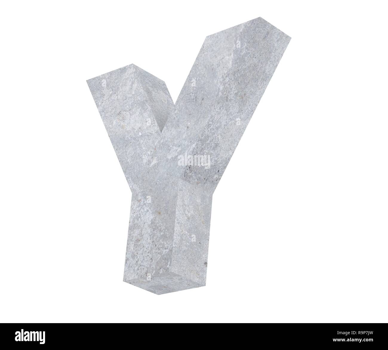Concrete Capital Letter - Y isolated on white background. 3D render ...