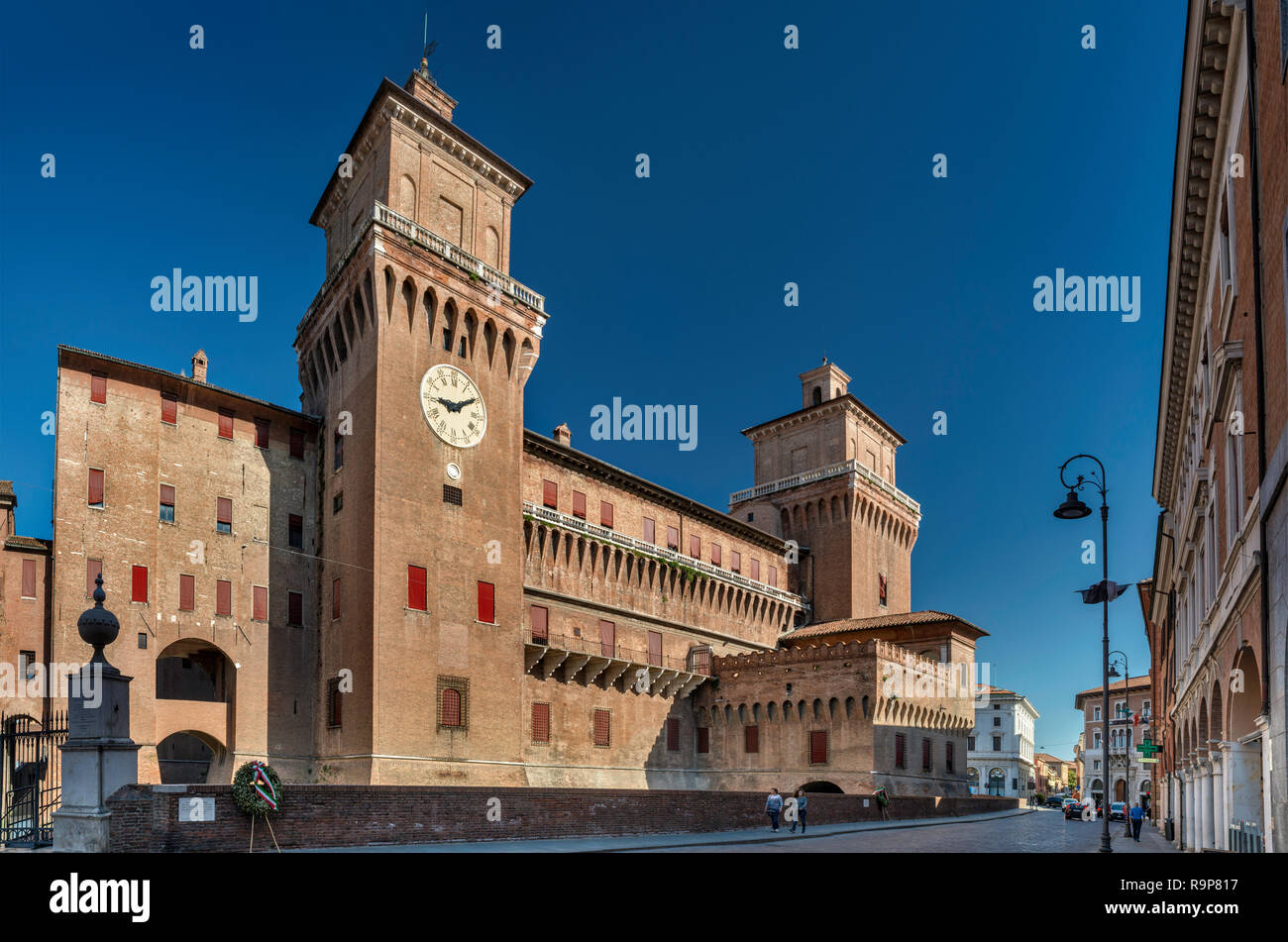 Eastern side of Castello Estense (Castello di San Michele), medieval ...
