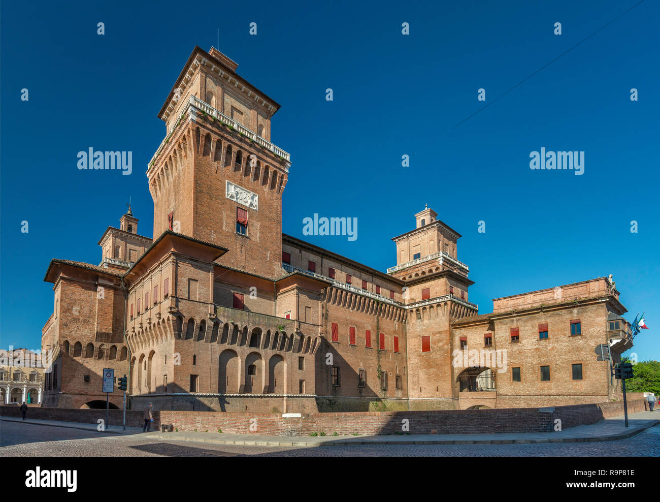Eastern side of Castello Estense (Castello di San Michele), medieval ...