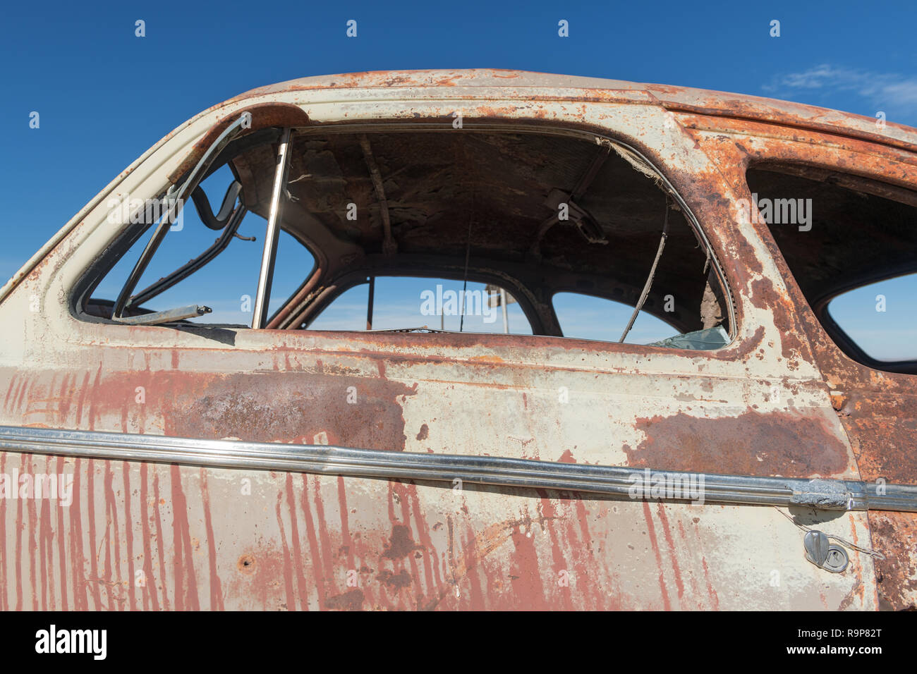 Driver side door and window of a rusty antique car Stock Photo - Alamy