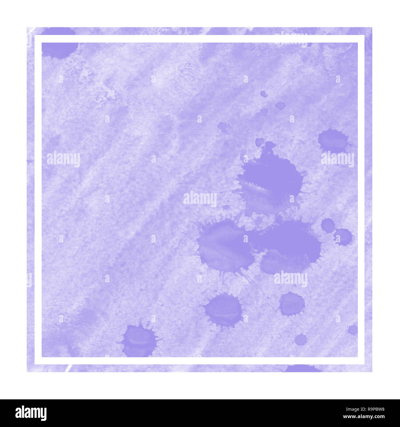 Violet hand drawn watercolor rectangular frame background texture with ...