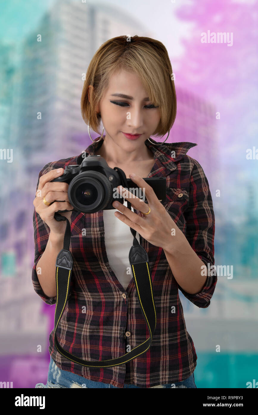 Female photographer camera viewfinder hi-res stock photography and ...