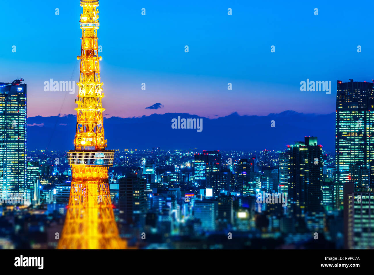 Downtown in Asian city, tilt Stock Photo - Alamy