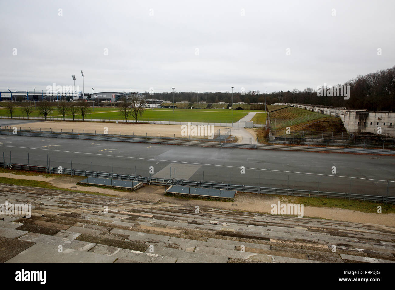 The former grandstand of Nazi party rally grounds at Zeppelinfeld in ...