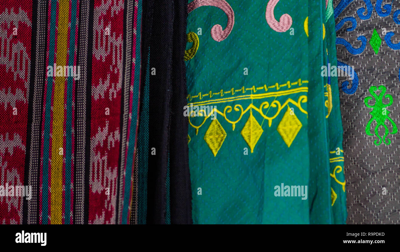 Indonesia traditional cloth with different pattern sold at souvenir ...