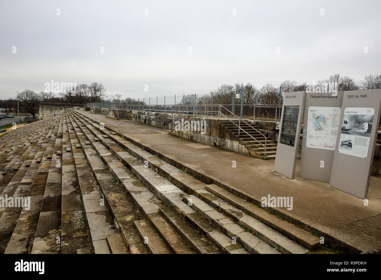 The former grandstand of Nazi party rally grounds at Zeppelinfeld in ...