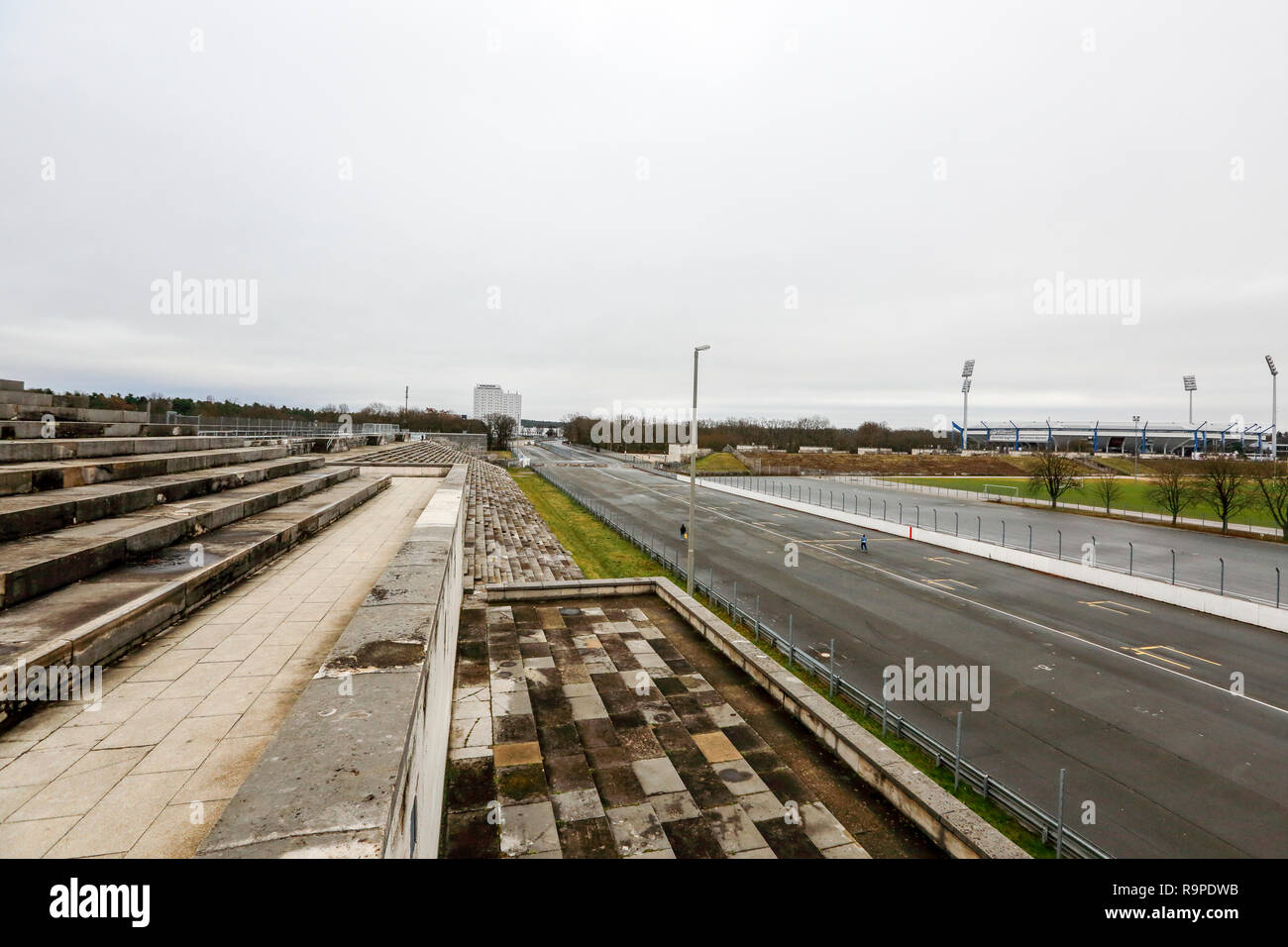 The former grandstand of Nazi party rally grounds at Zeppelinfeld in ...