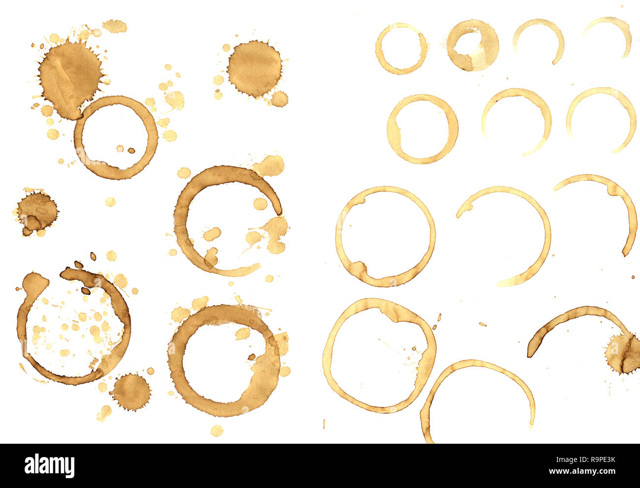Collection stains of coffee for grunge design. Isolated on white ...
