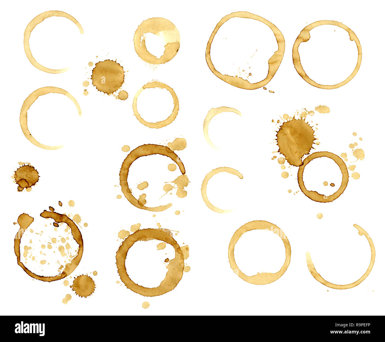 Collection stains of coffee for grunge design. Isolated on white ...