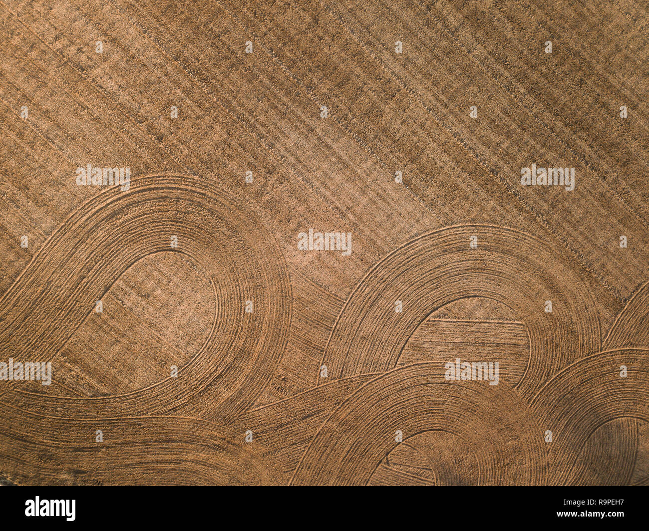 Spring arable land. View from above. Field and beautiful patterns from ...