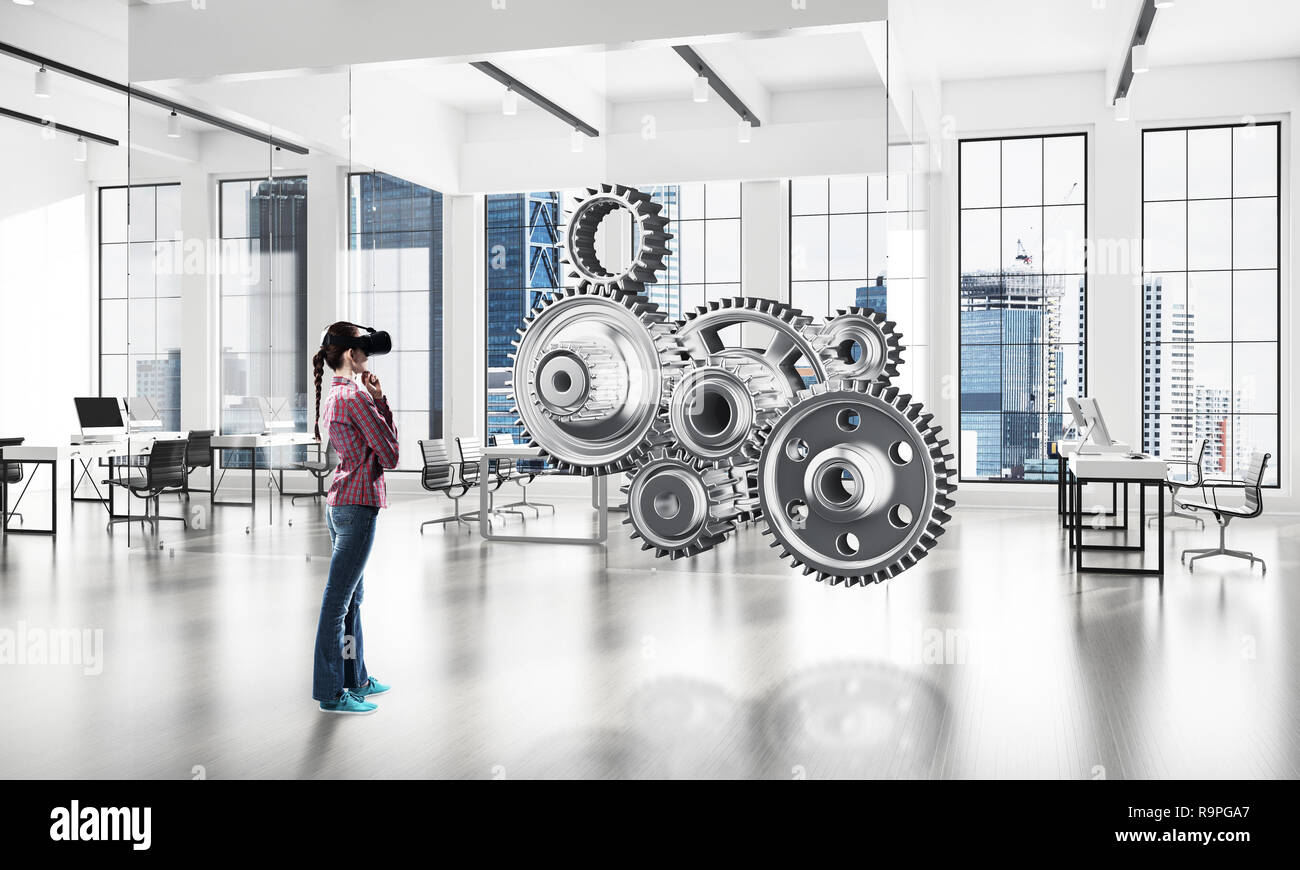 Virtual reality concept and mechanism of engine in modern interi Stock ...