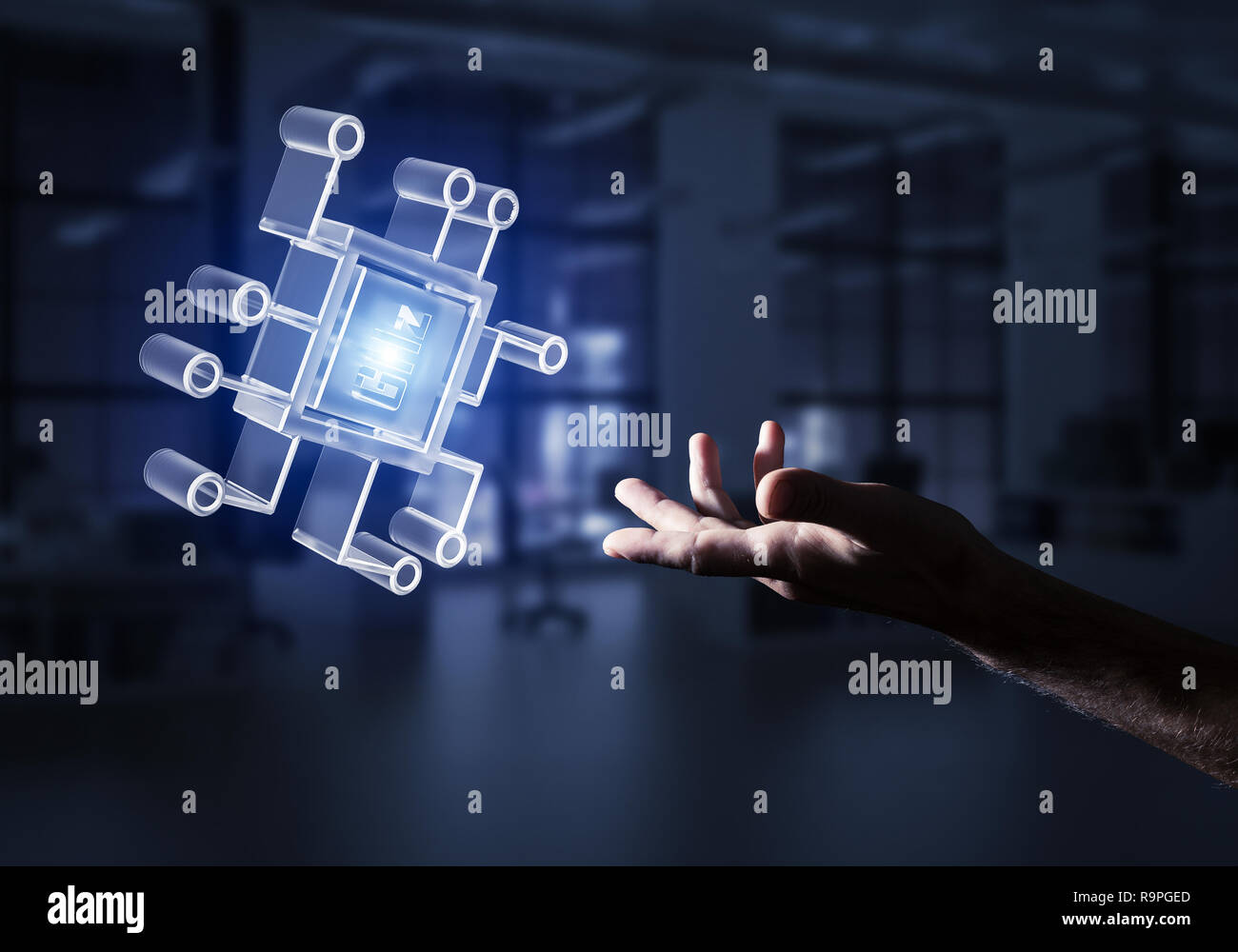 Computing and innovation concept with chip icon. Mixed media Stock ...