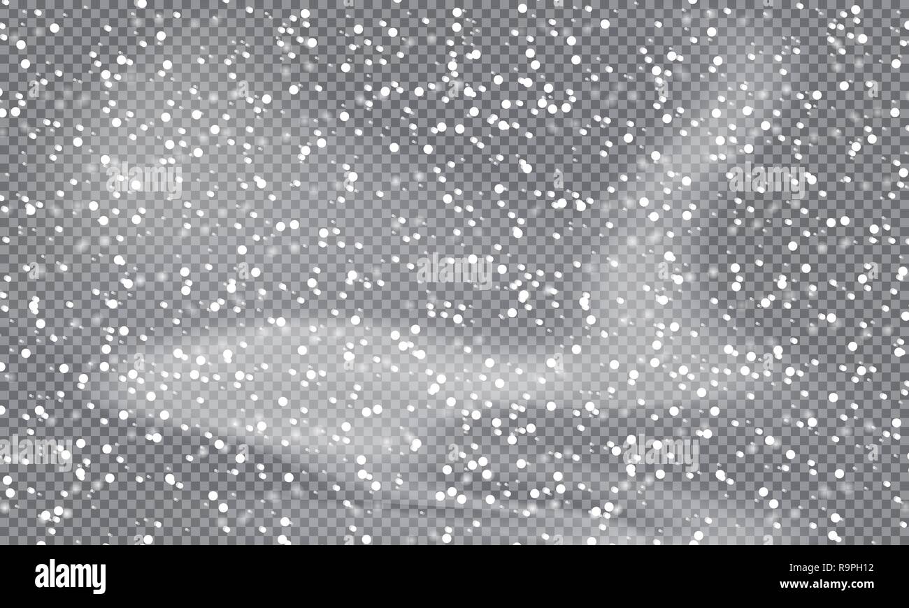 Falling snow on a transparent background. Vector illustration. Winter ...