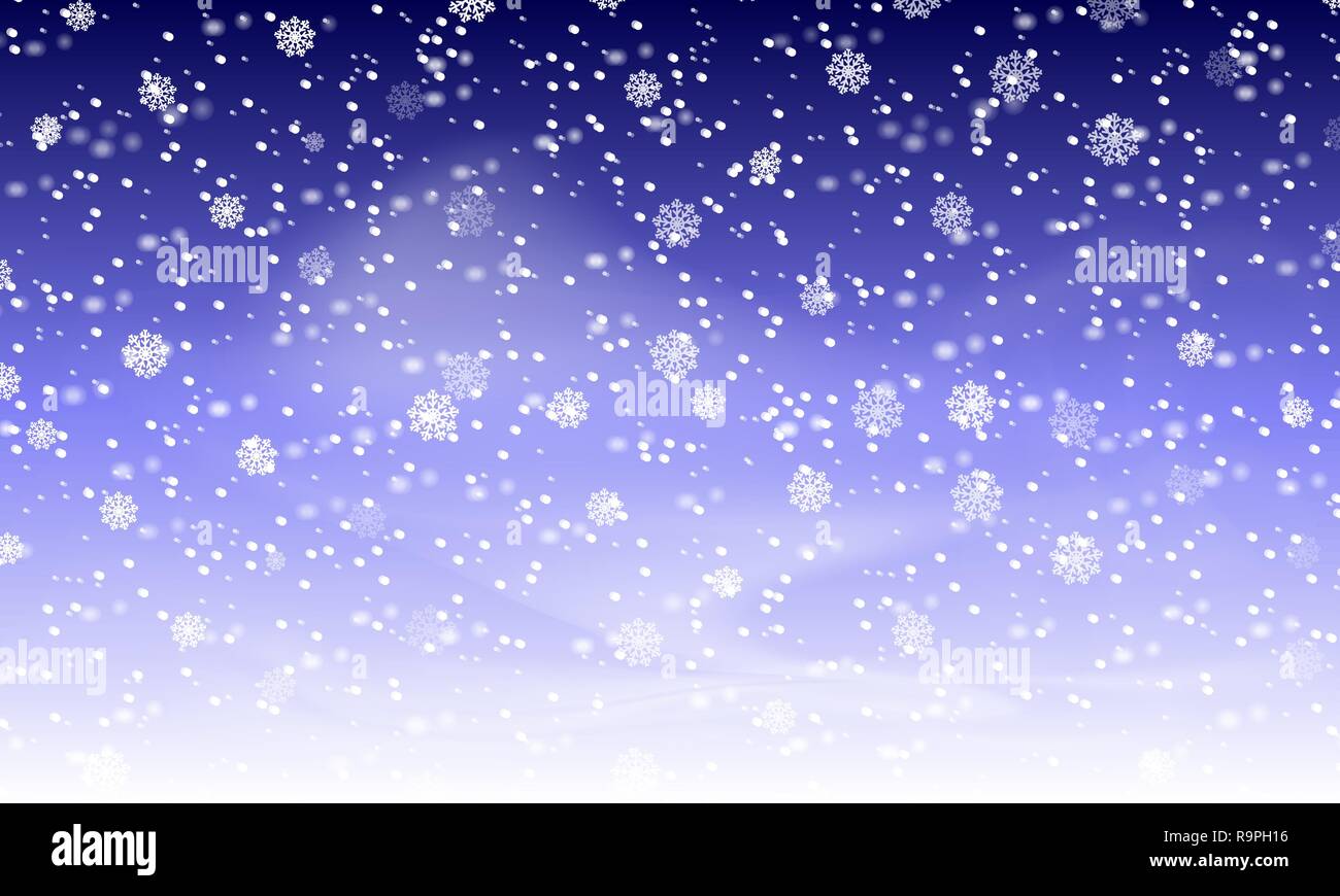 Falling snow background. Holiday landscape with snowfall. Vector ...