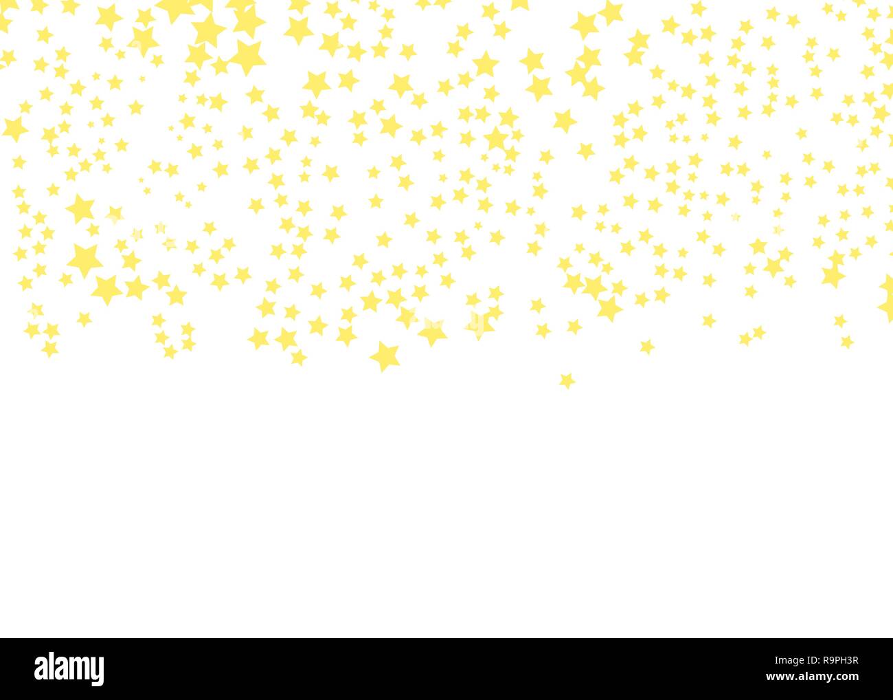 Gold Star Vector. Shine confetti pattern. Falling shiny stars. Golden ...
