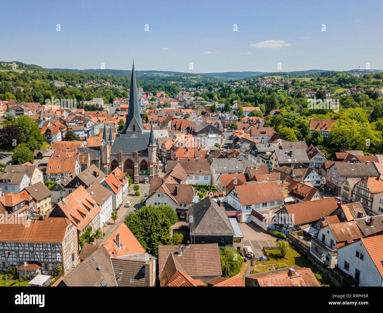 Aerial view of charming little town Schotten, Hesse, Germany Stock ...