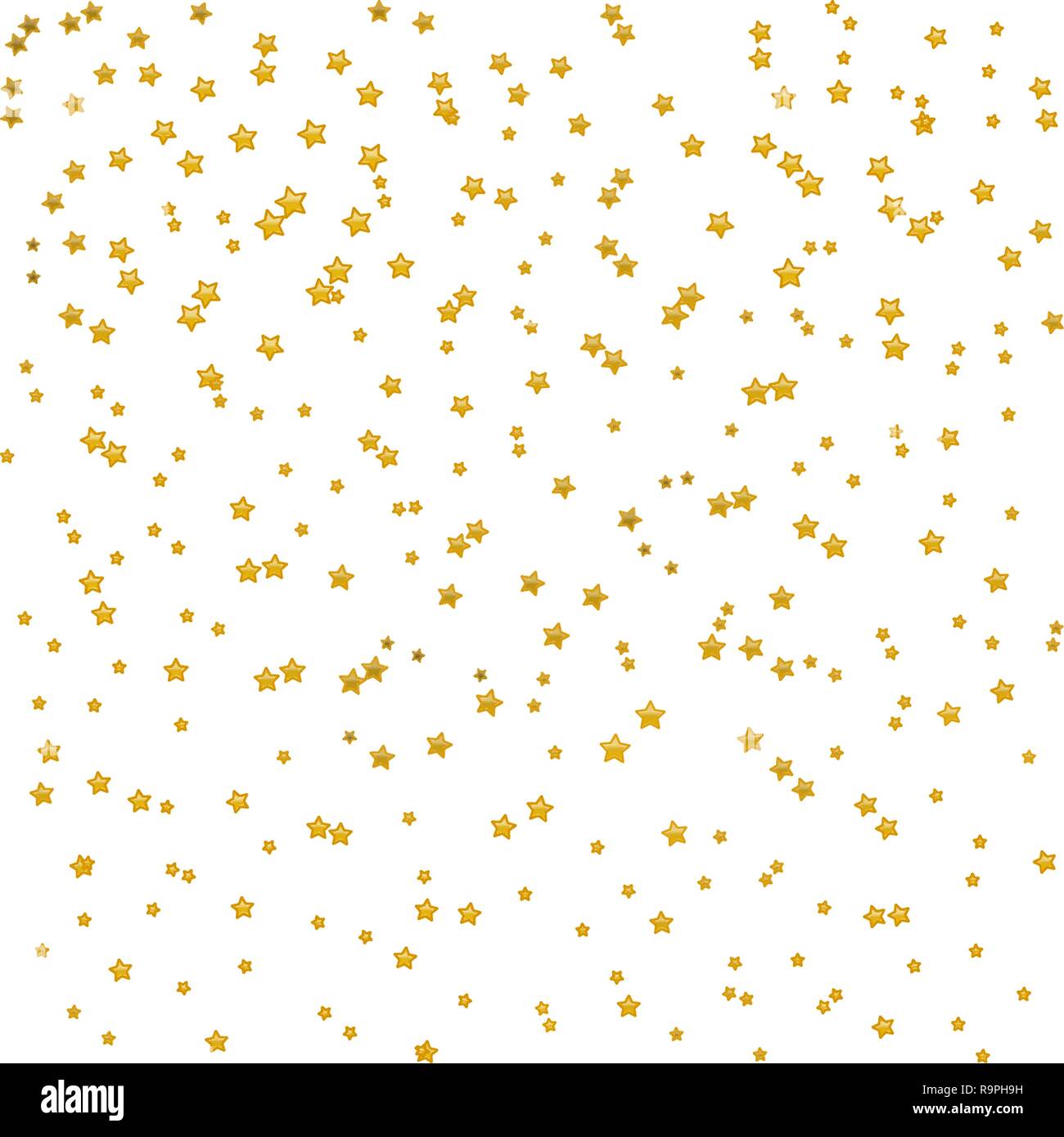 Gold Star Vector. Shine confetti pattern. Falling shiny stars. Golden ...