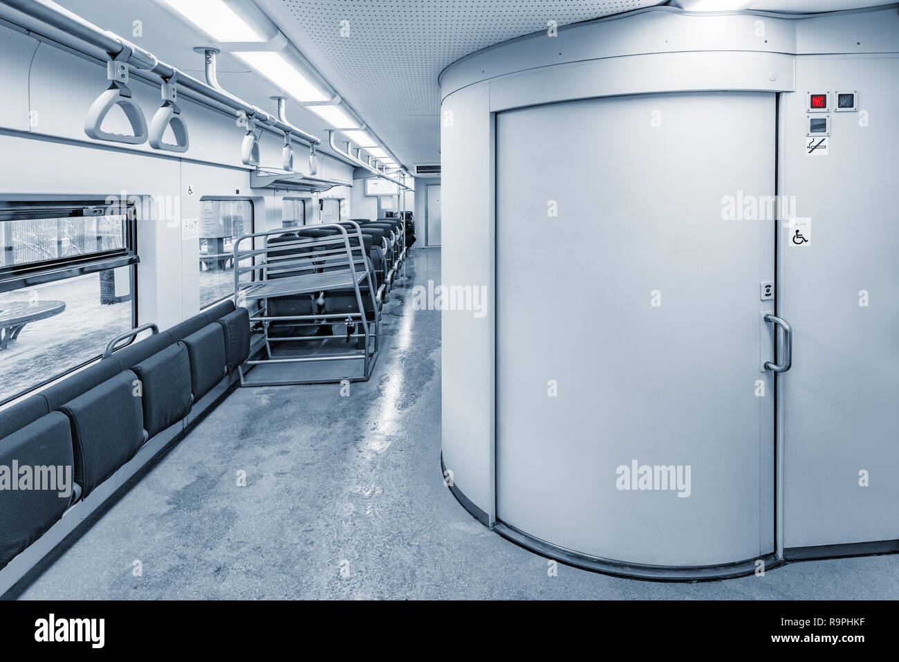 Interior of the passenger carriage in the modern train Stock Photo - Alamy