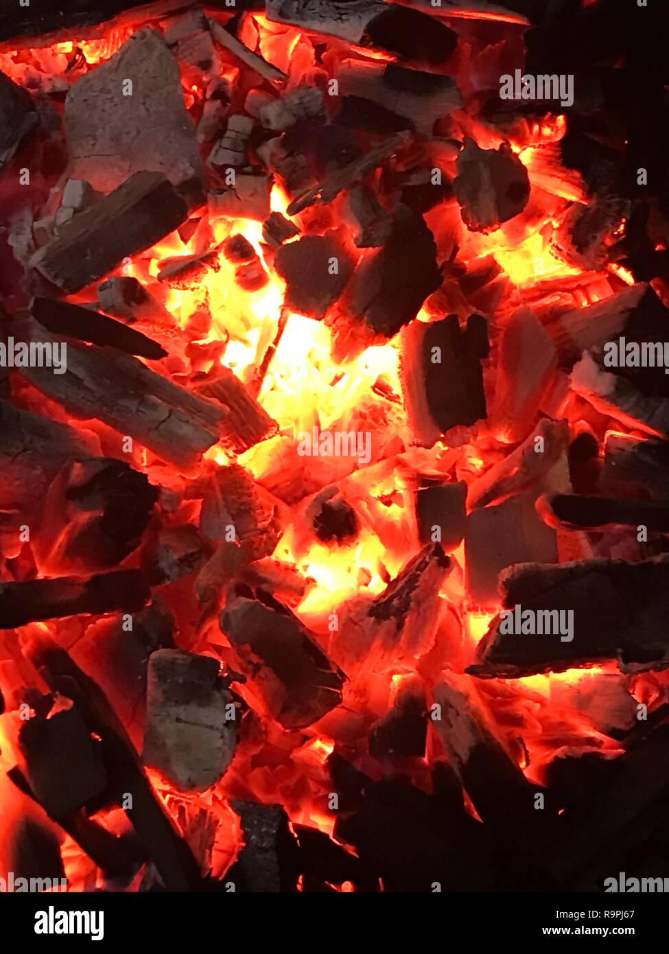 Night burning-down fire Stock Photo - Alamy