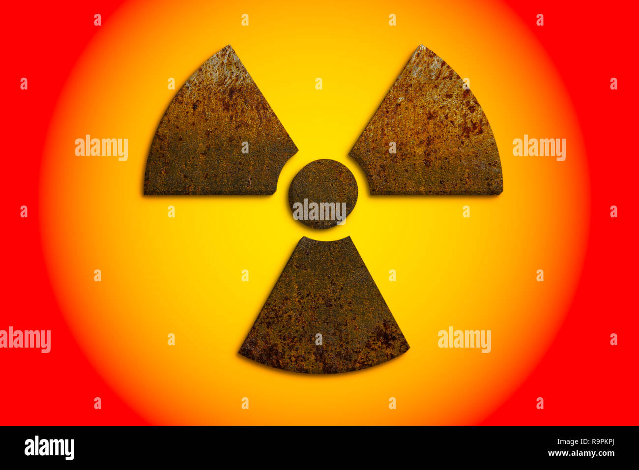 Radioactive (ionizing radiation) nuclear danger symbol constructed of ...