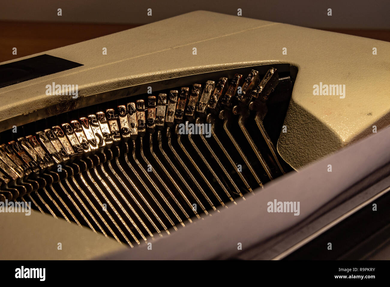 An old typewriter. Press a key and see a small arm with the letter of ...
