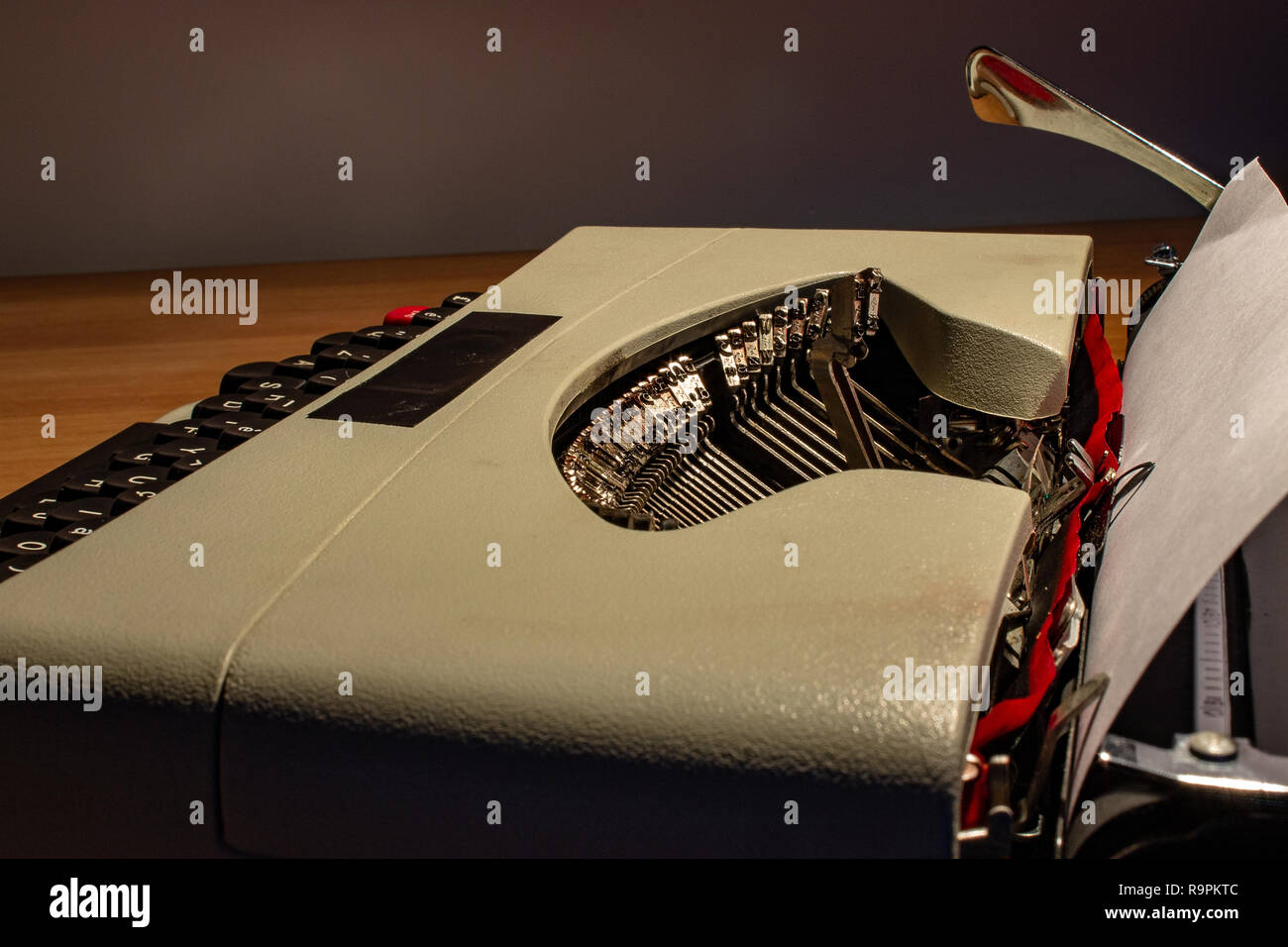 An old typewriter. Press a key and see a small arm with the letter of ...