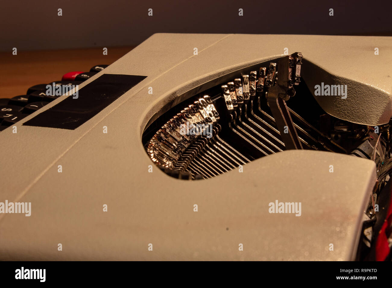 An old typewriter. Press a key and see a small arm with the letter of ...