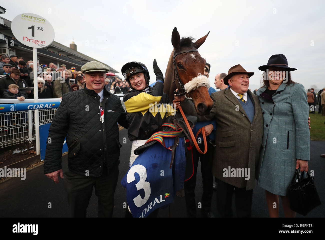 Tom O'Brien celebrates his victory in the Coral Welsh Grand National ...