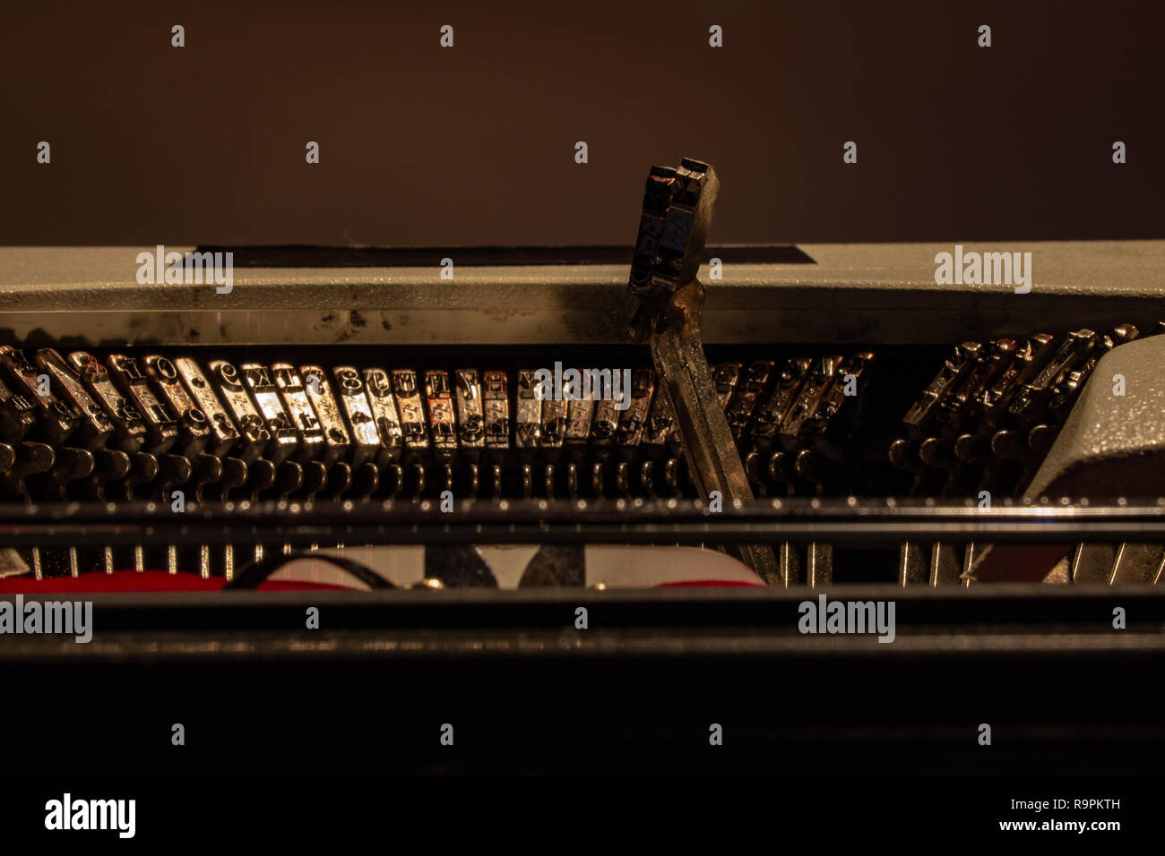 An old typewriter. Press a key and see a small arm with the letter of ...