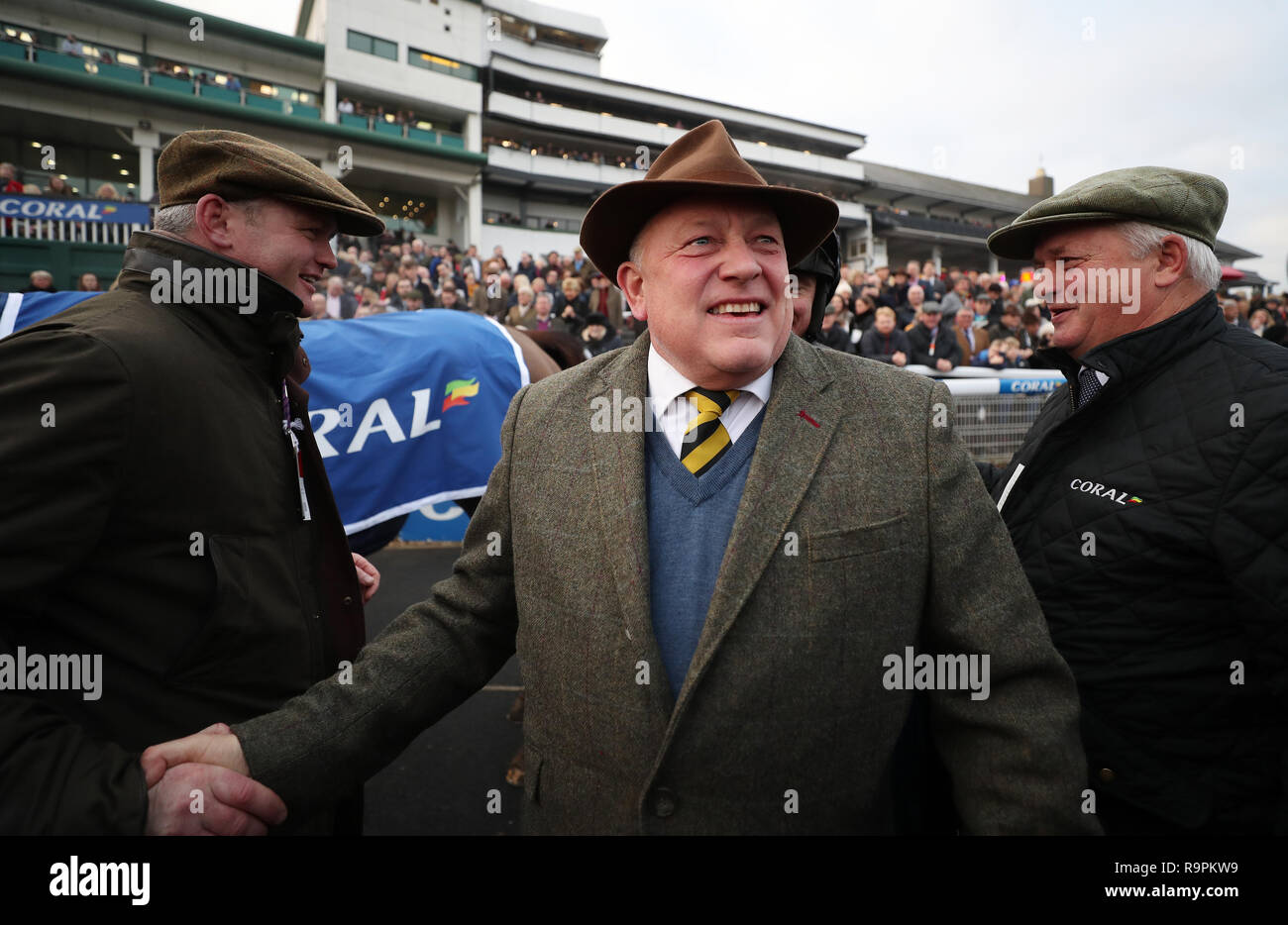 Owner John Romans celebrates his victory in the Coral Welsh Grand ...