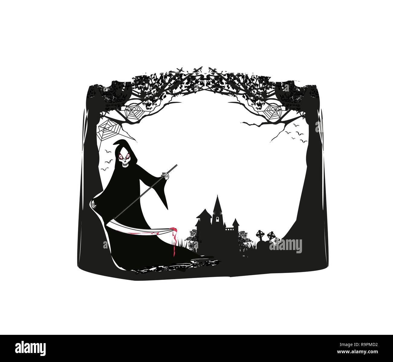 Grim reaper - black and white frame Stock Vector Image & Art - Alamy