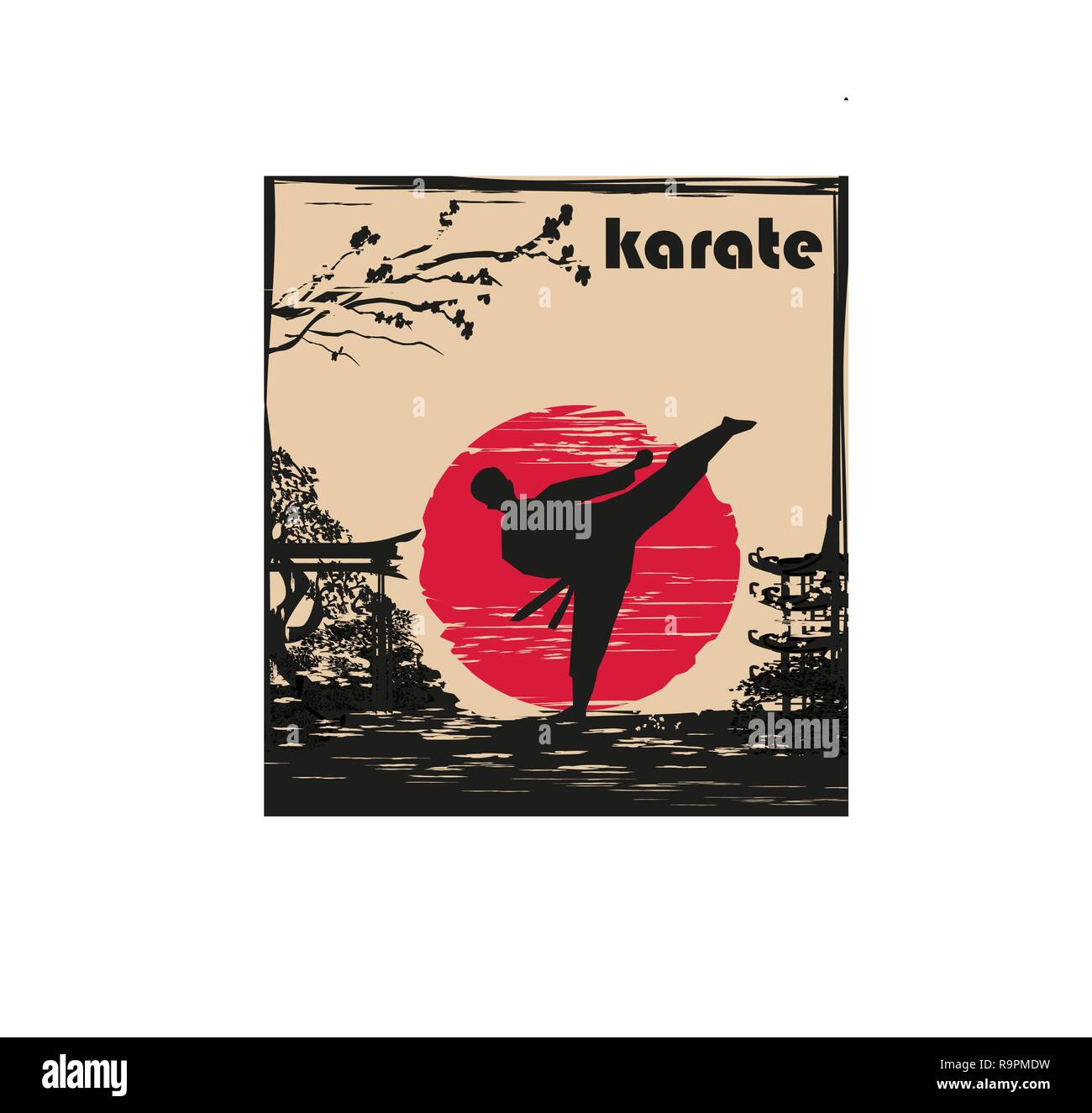 Creative abstract illustration of karate fighter Stock Vector Image ...