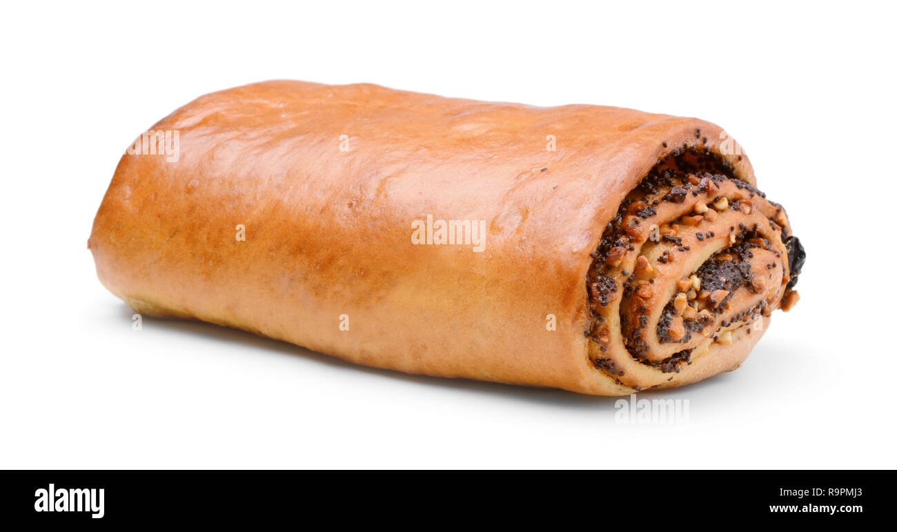 Fresh poppy bun isolated on white background Stock Photo - Alamy