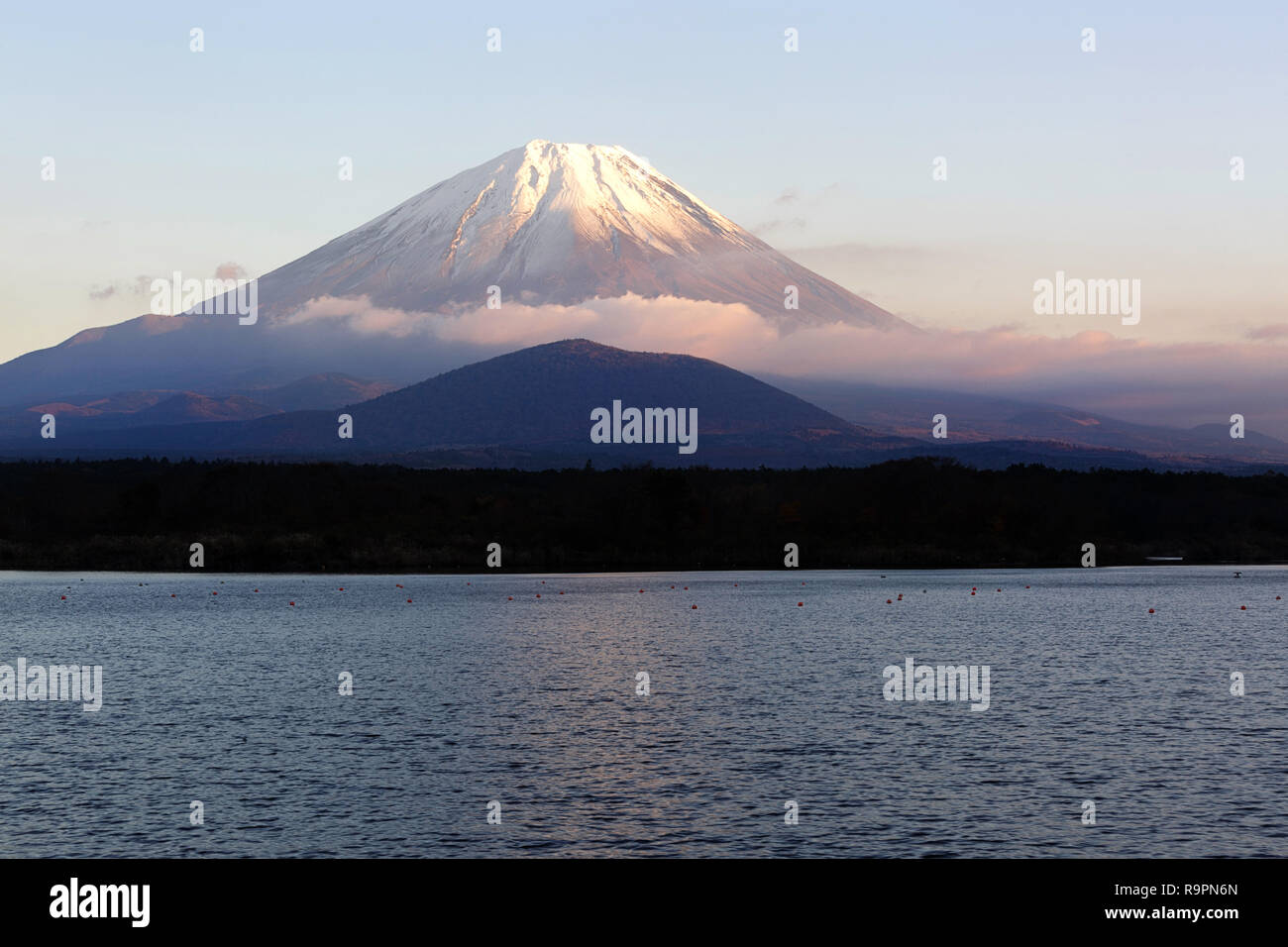 Lake Shoji, with Mount Fuji behind, Shojiko, Central Honshu, Japan ...