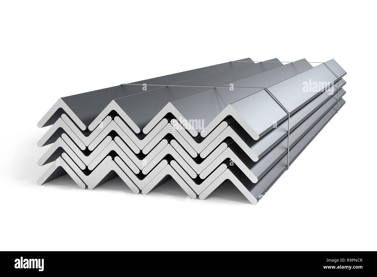 Stack of steel angle bars (L-profile) - 3D render Stock Photo - Alamy