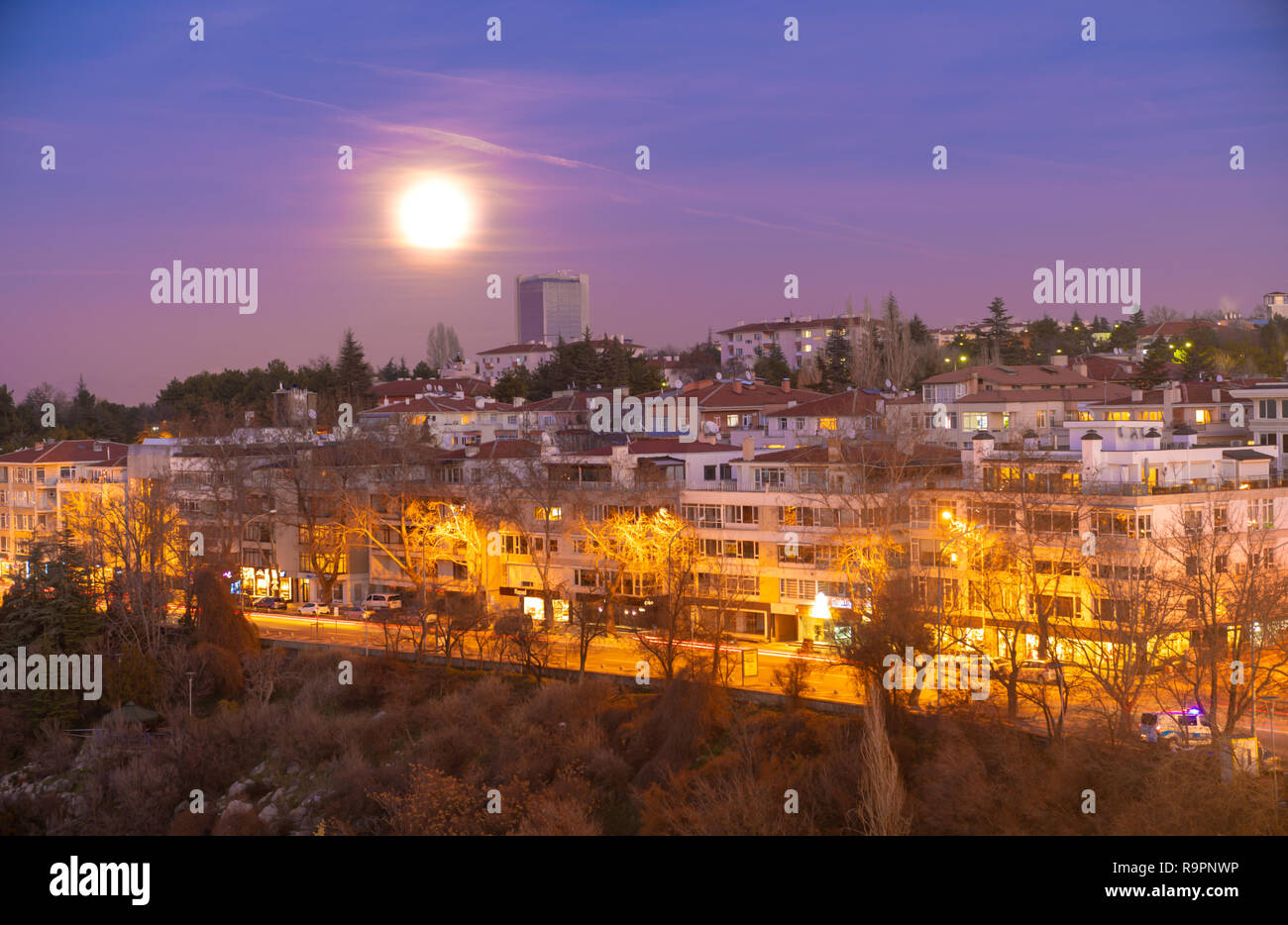 Ankara/Turkey-December 26 2018: City view (Cankaya street, cadde ...