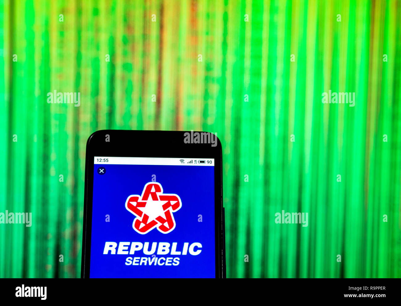 Republic Services Solid waste collection company logo seen displayed on ...